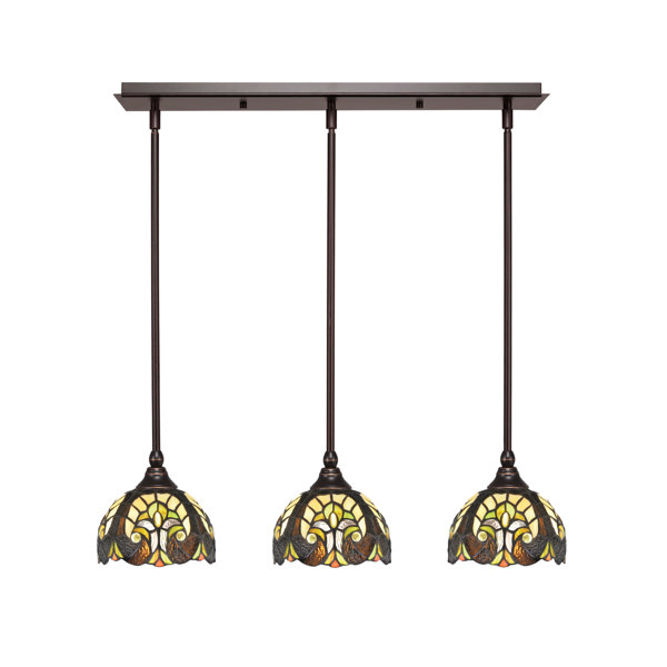 Astoria Grand 3 Light Stem Hung Linear Pendalier Shown With 7" Cypress Art Glass - Wayfair Canada
